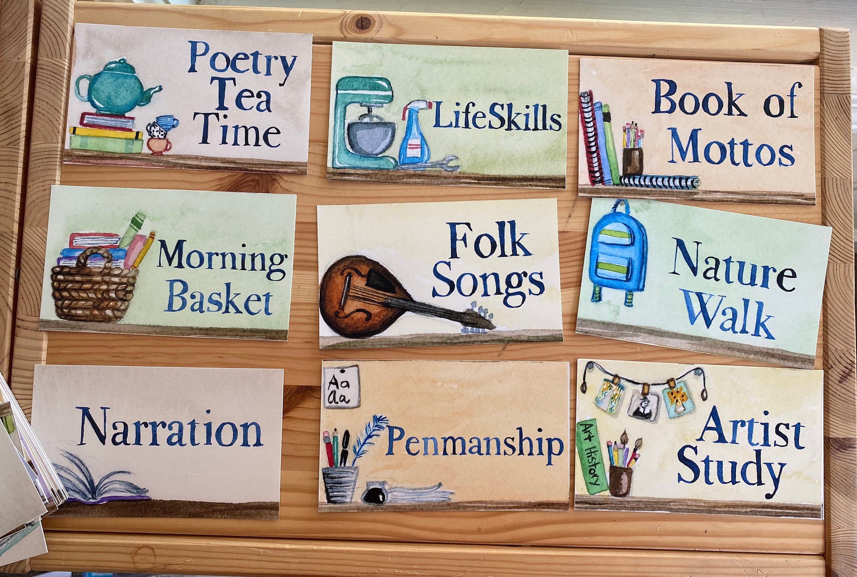 Watercolor Daily Rhythm Note Cards Homeschool Picture | Etsy