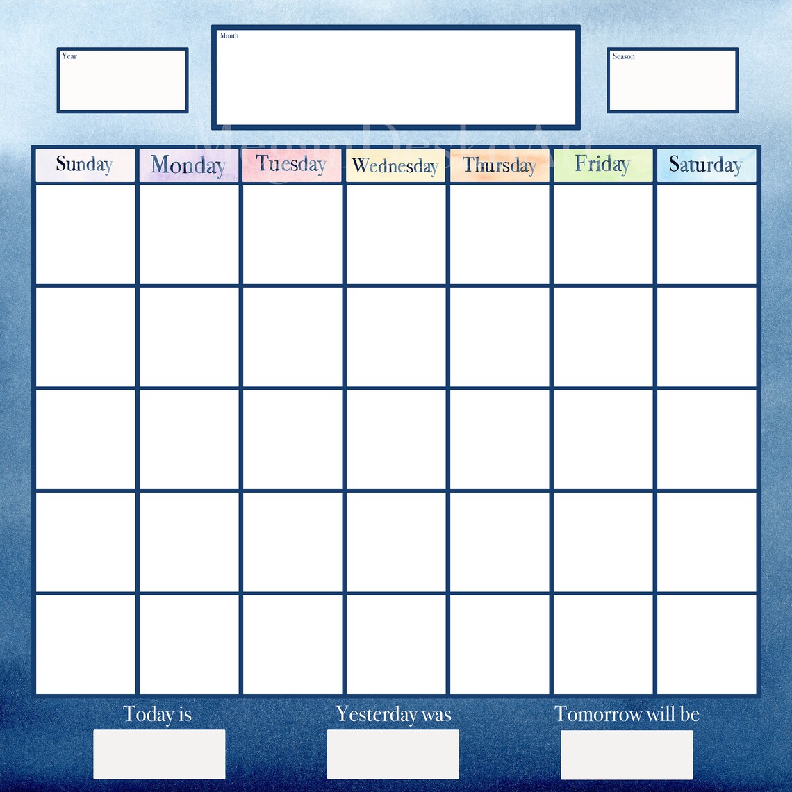 Watercolor Calendar Kit Bundle Nature Themed Classroom - Etsy