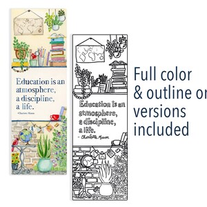 Digital Download Education Quote Watercolor Bookmark; Charlotte Mason ...