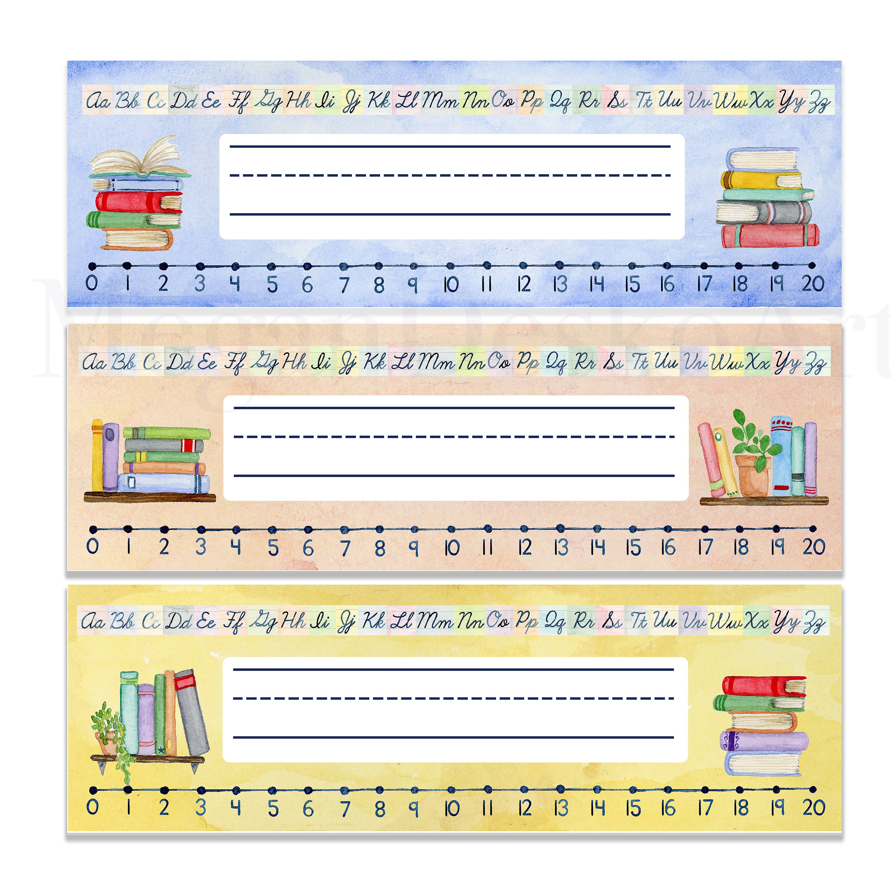 Watercolor Student Desk Name Plate Digital Download; Book Themed Desk ...