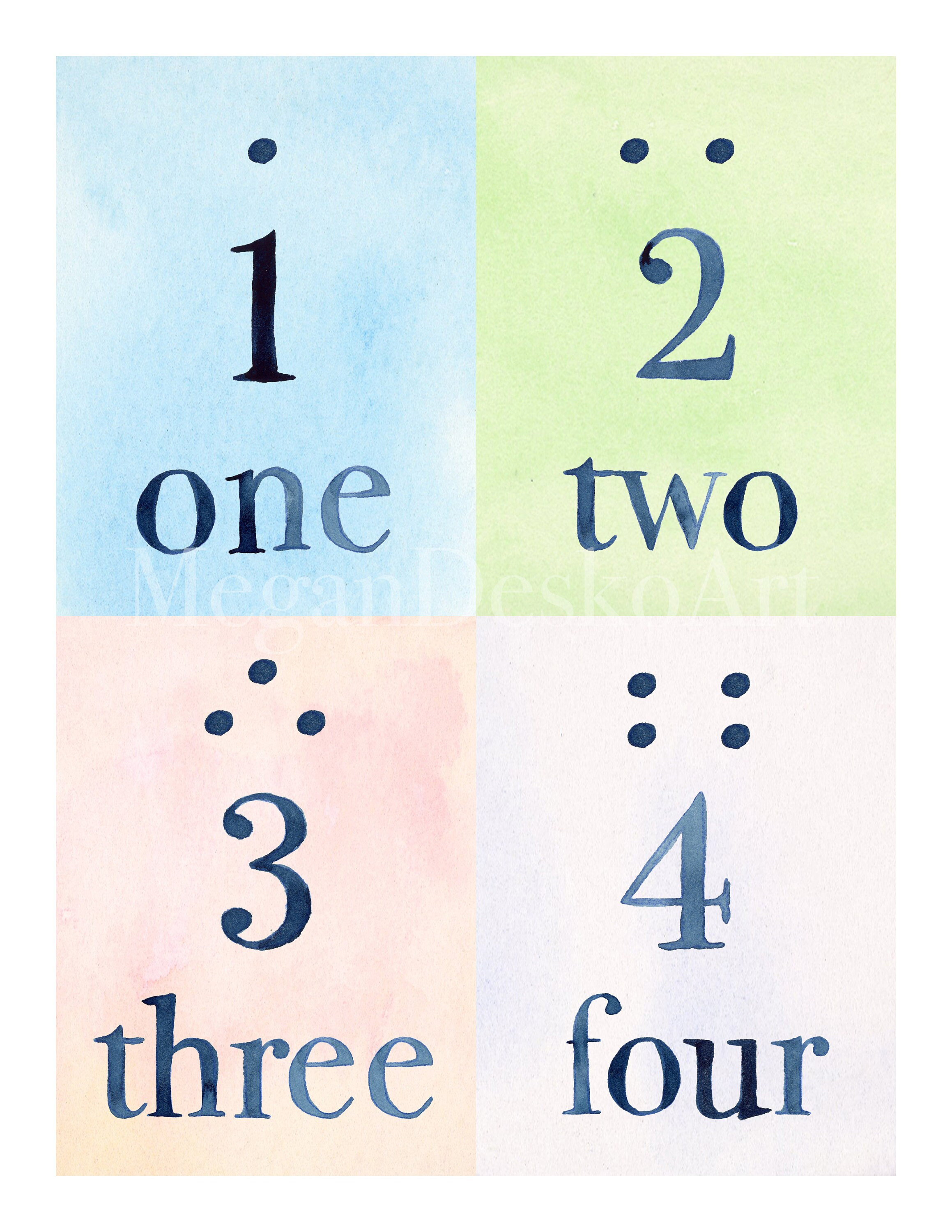 Watercolor Pastel Number Cards and Poster Printables; Math Printables ...