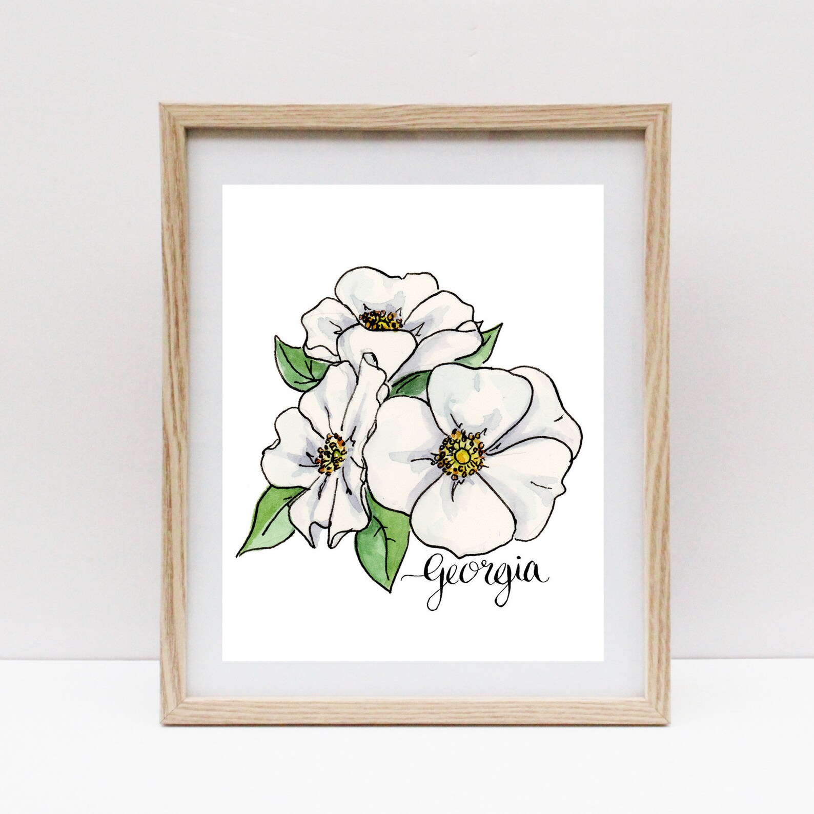 Georgia State Flower Cherokee Rose Watercolor Print - Etsy