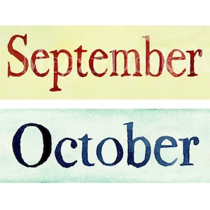 Watercolor Pastel Month Printable, Pocket Chart Calendar Months, School ...