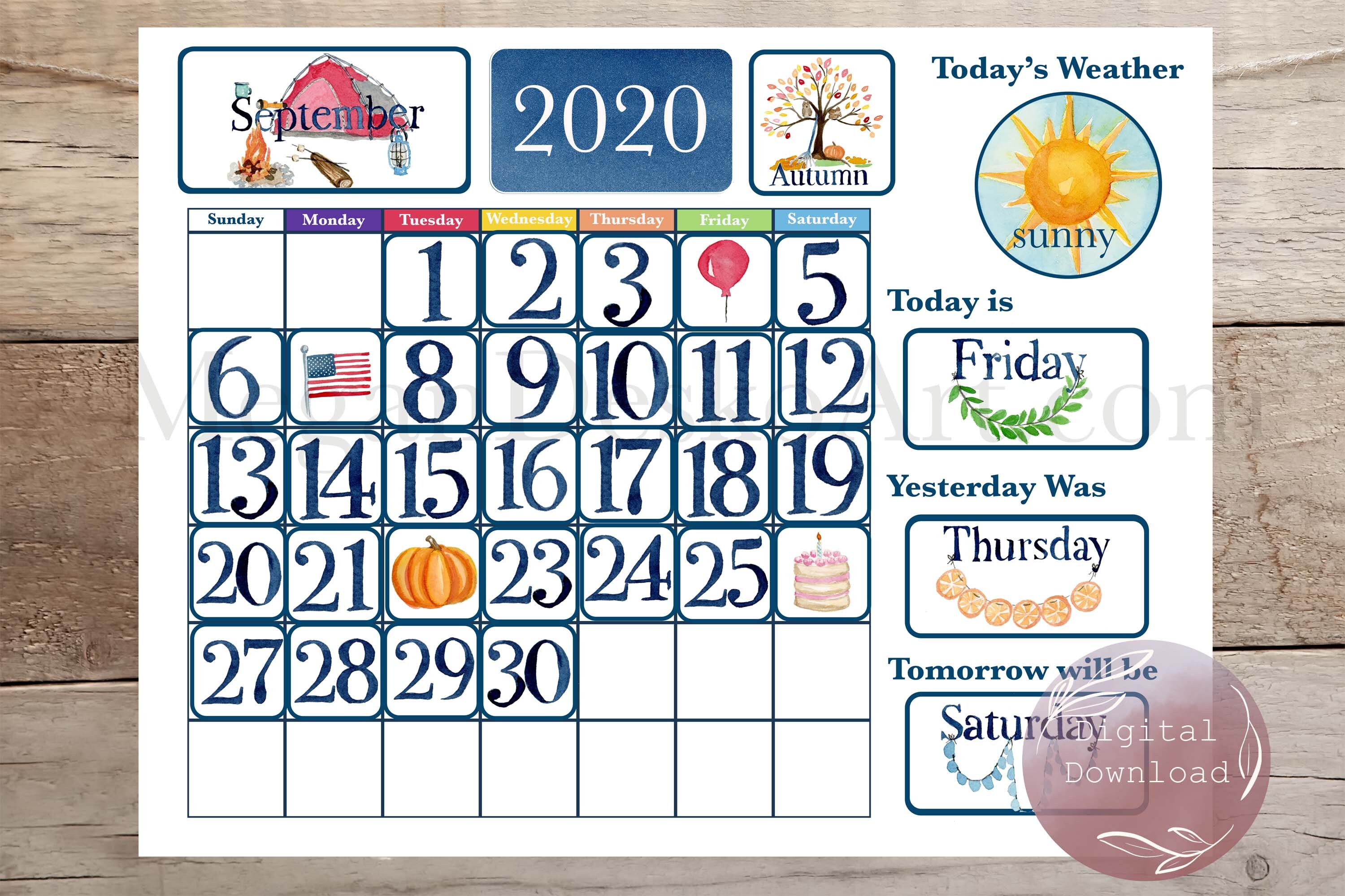 Digital Download Mini Watercolor Nature Calendar Kit 8.5x11in | Etsy