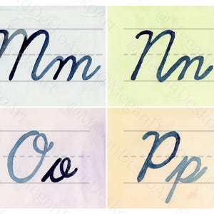 Cursive Pastel Alphabet Download - Cards and Posters; Watercolor Hand ...