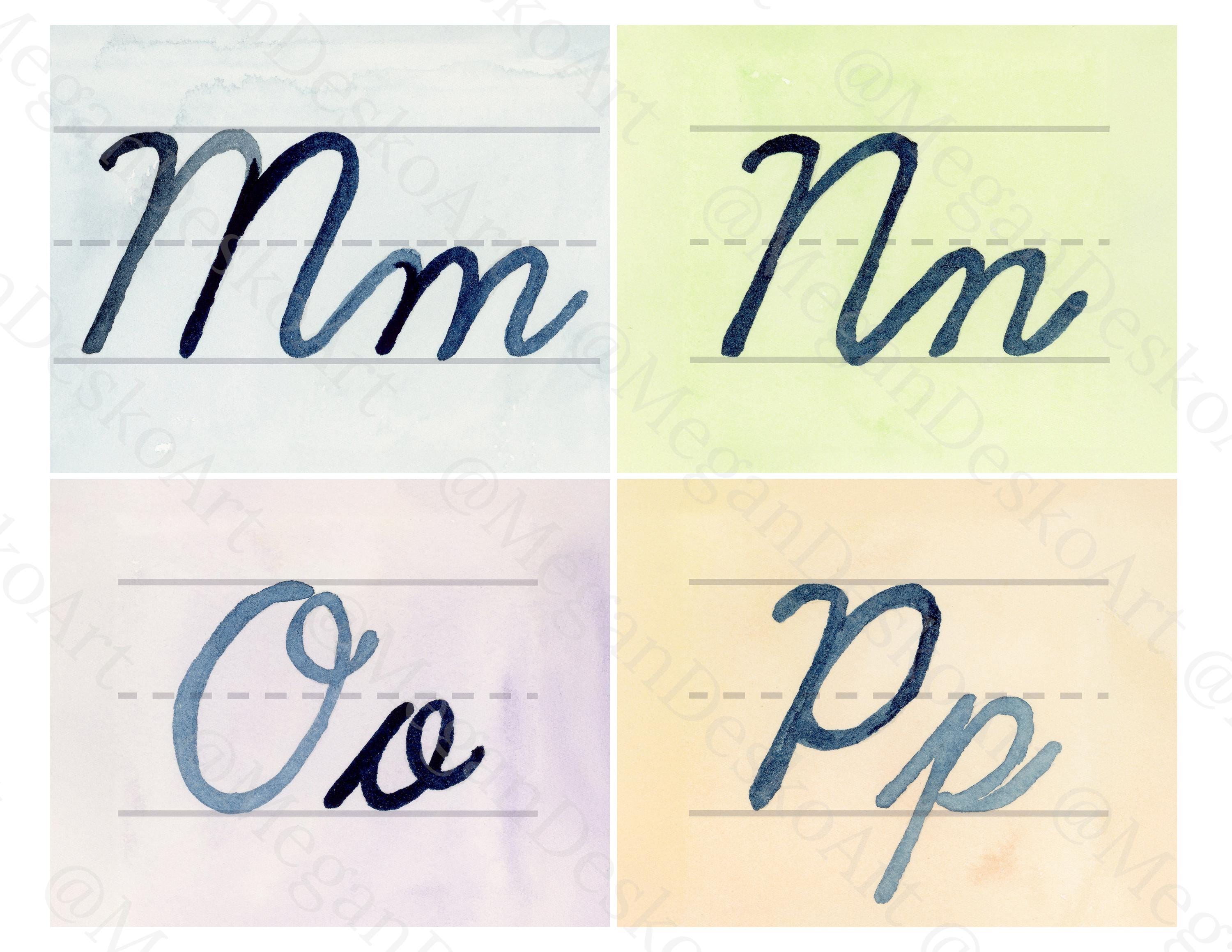 Cursive Pastel Alphabet Download - Cards and Posters; Watercolor Hand ...