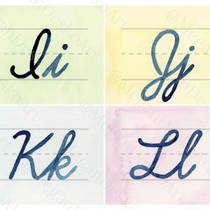 Cursive Pastel Alphabet Download - Cards and Posters; Watercolor Hand ...