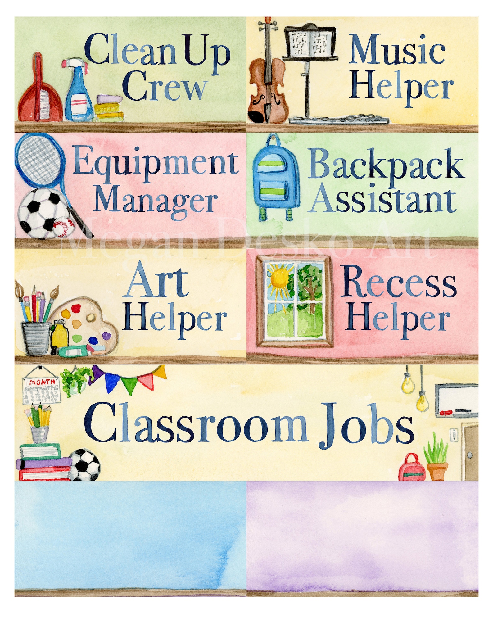 Classroom Jobs Digital Download Watercolor Classroom Jobs - Etsy
