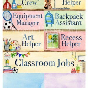 Classroom Jobs Digital Download; Watercolor Classroom Jobs; Pocket ...