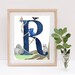 Letter R Adventure in the Woods Watercolor Print, Letter R Initial Art ...
