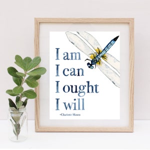 Set of Three Charlotte Mason Quote Watercolor Prints, I Am I Can I ...