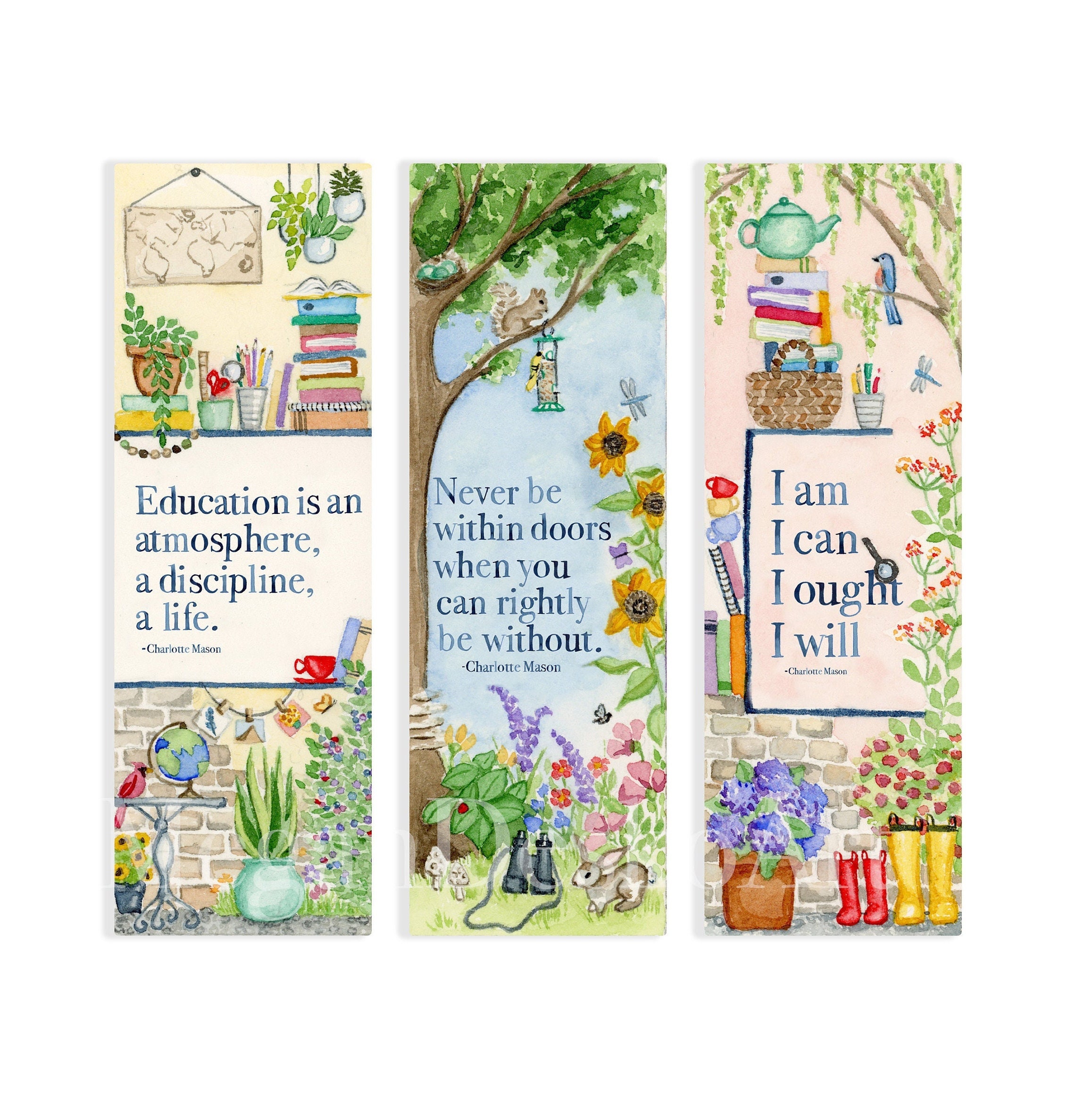 Digital Download Education Quote Watercolor Bookmark; Charlotte Mason ...