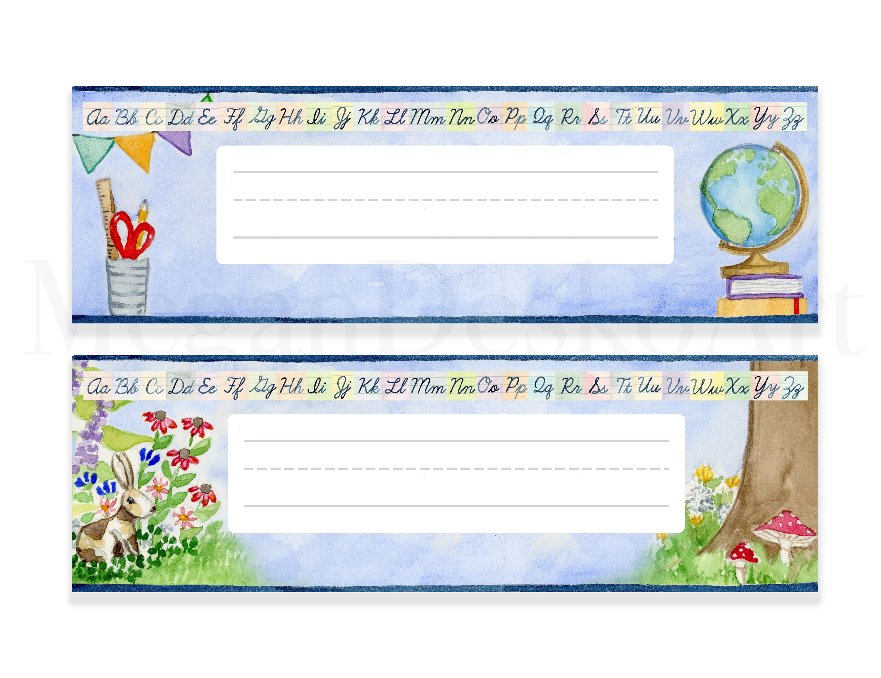Nature Themed Watercolor Student Desk Name Plate Digital Download ...