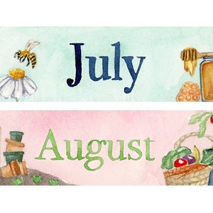 Watercolor Nature Themed Month Printable, Pocket Chart Calendar Months ...