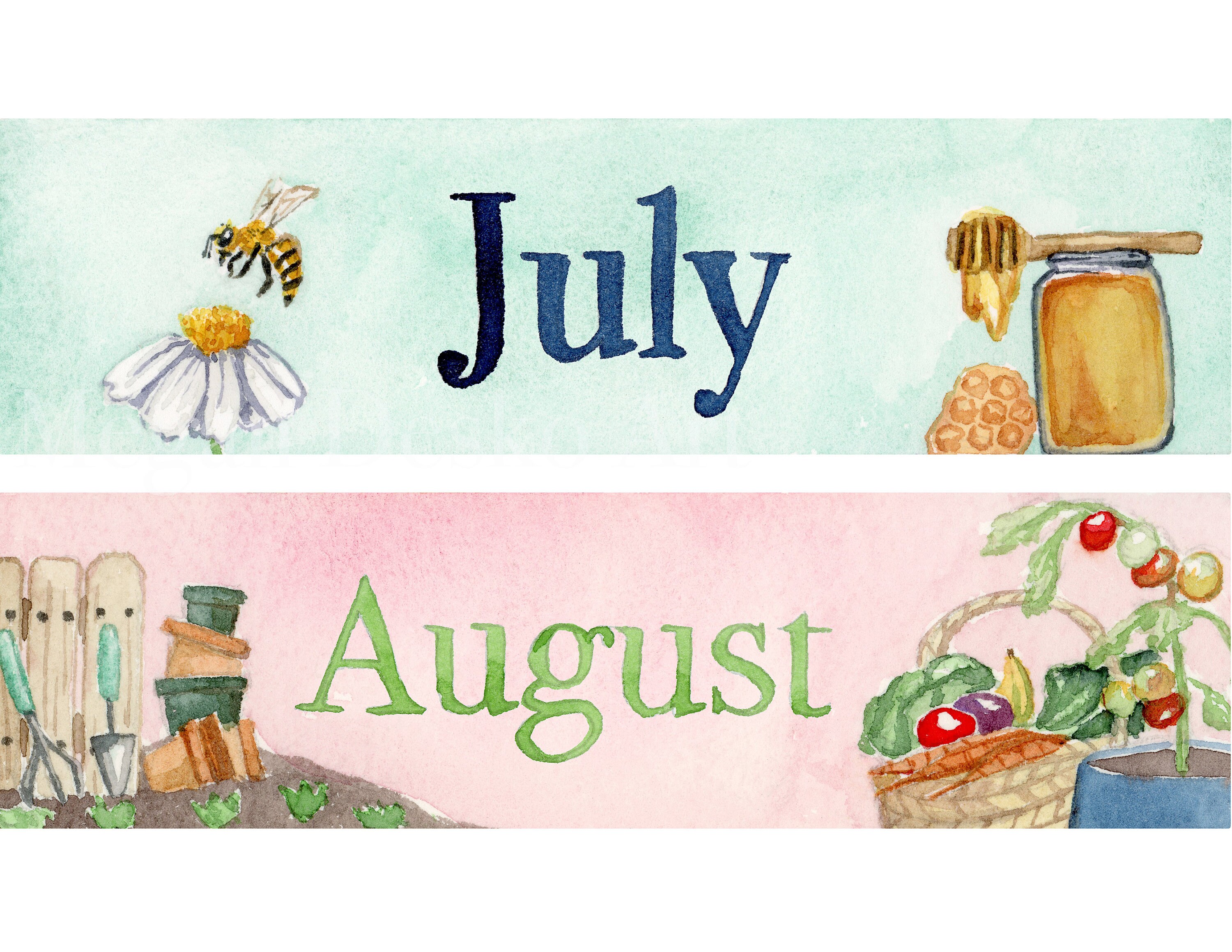 Watercolor Nature Themed Month Printable, Pocket Chart Calendar Months ...