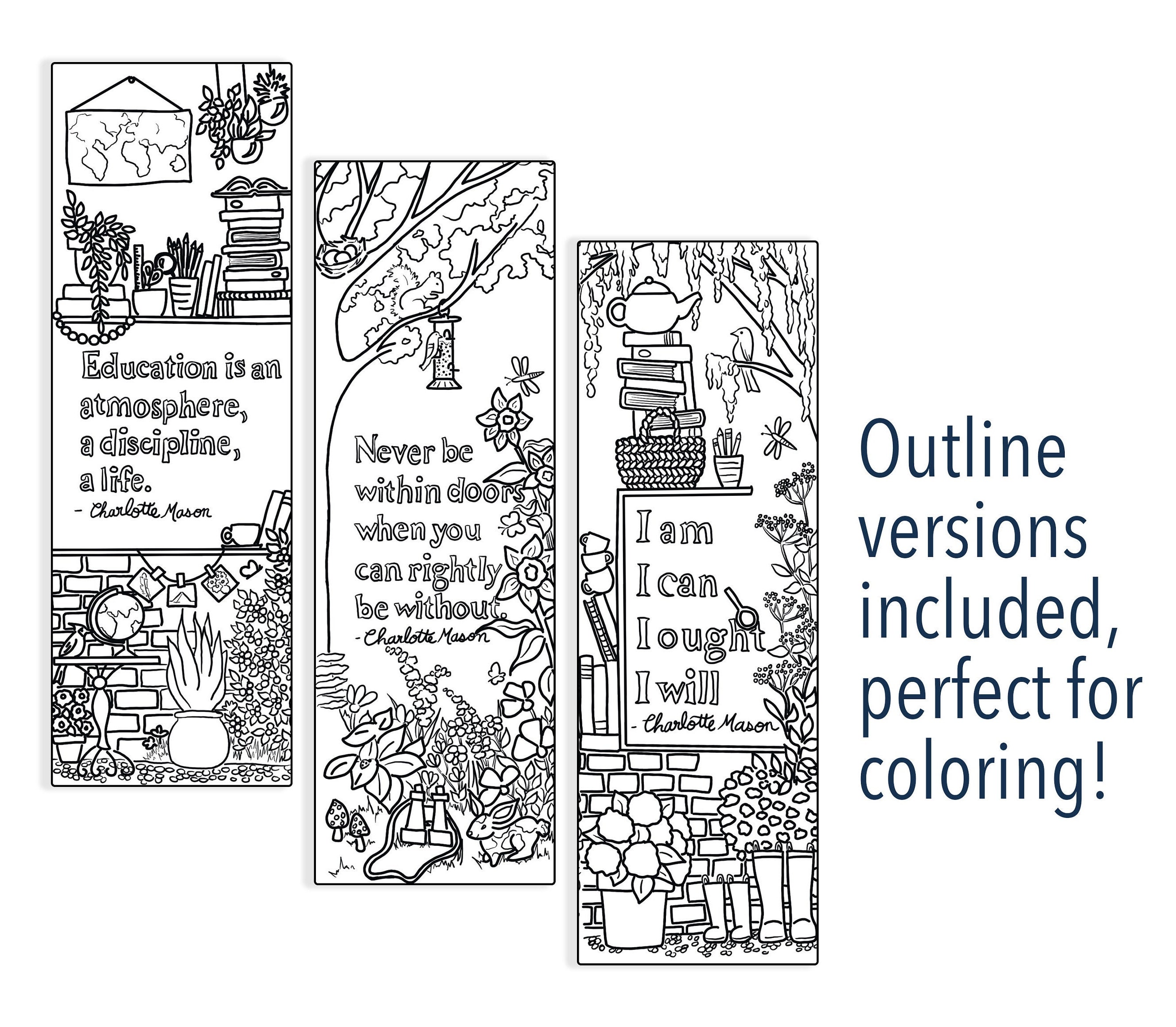 Digital Download Education Quote Watercolor Bookmark; Charlotte Mason ...
