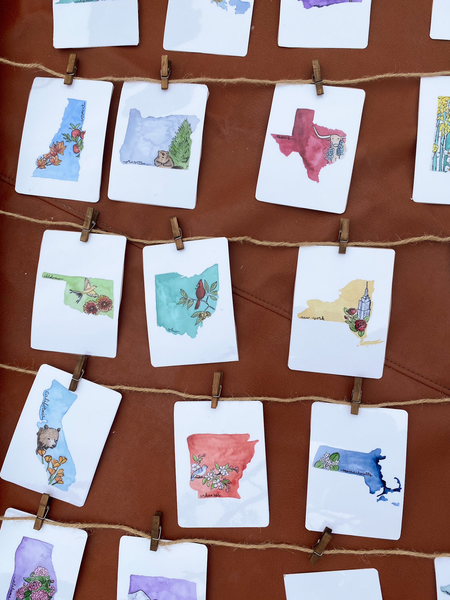 50 State Watercolor Cards Digital Download 3.5x5 USA State - Etsy