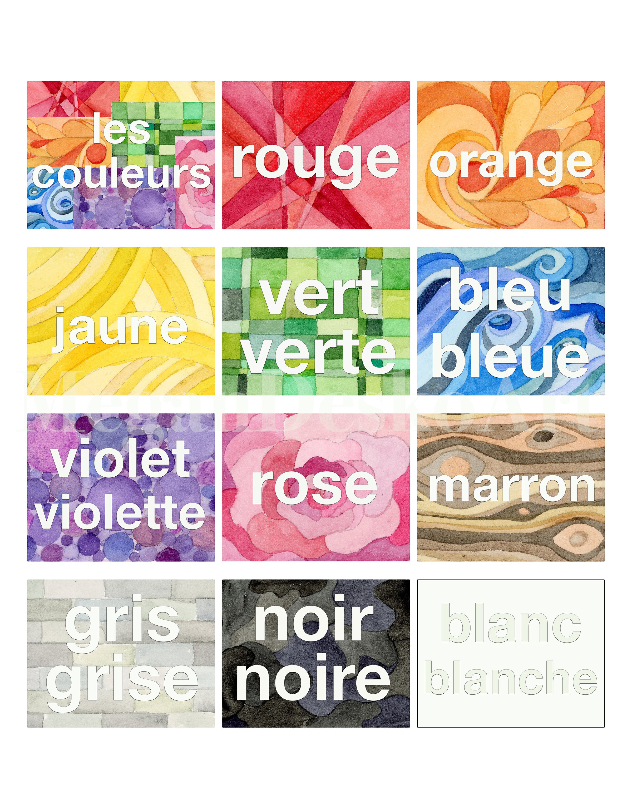 Digital Download French Colors French Color Flash Cards | Etsy