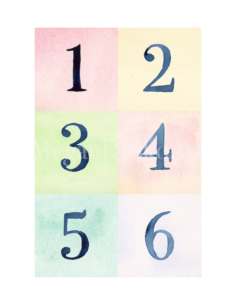 Digital Download Indigo Watercolor Calendar Numbers 3x3 - Etsy