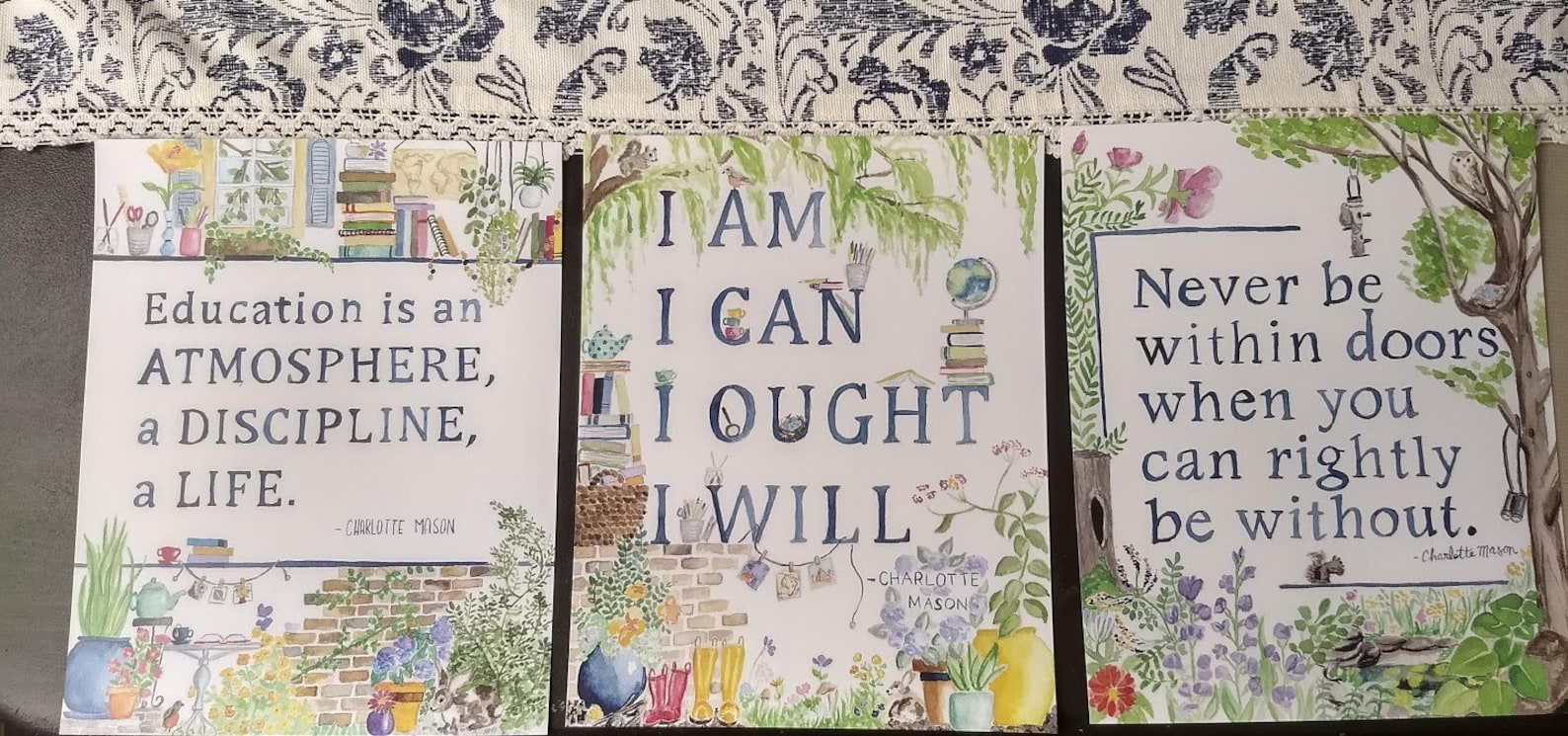 Set of Three Charlotte Mason Quote Watercolor Prints I Am I | Etsy