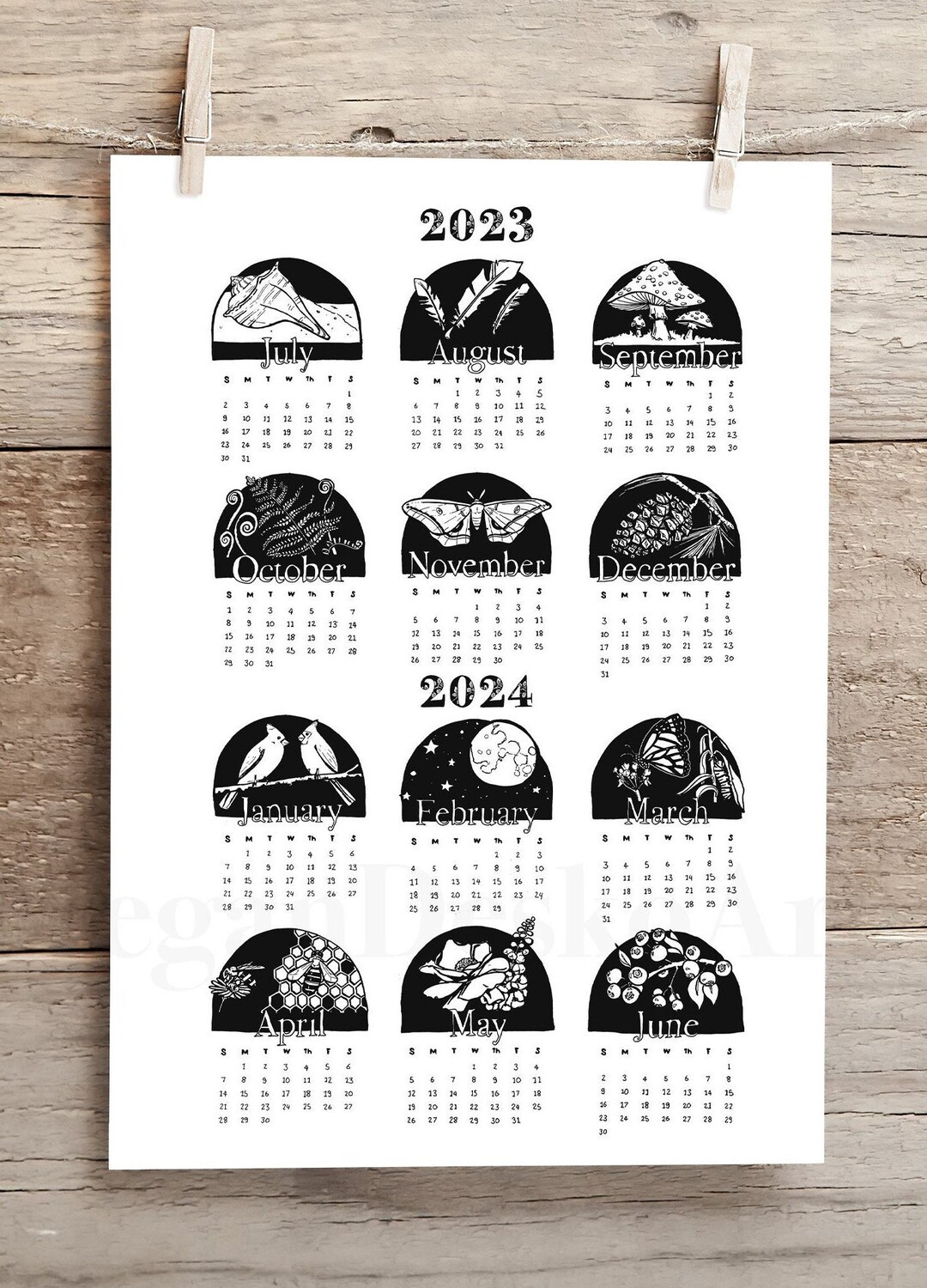2023-2024 School Year at a Glance Nature Themed Calendar Download 4 ...