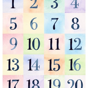 Digital Watercolor Hundreds Chart Printable; Pastel Hundreds Chart ...