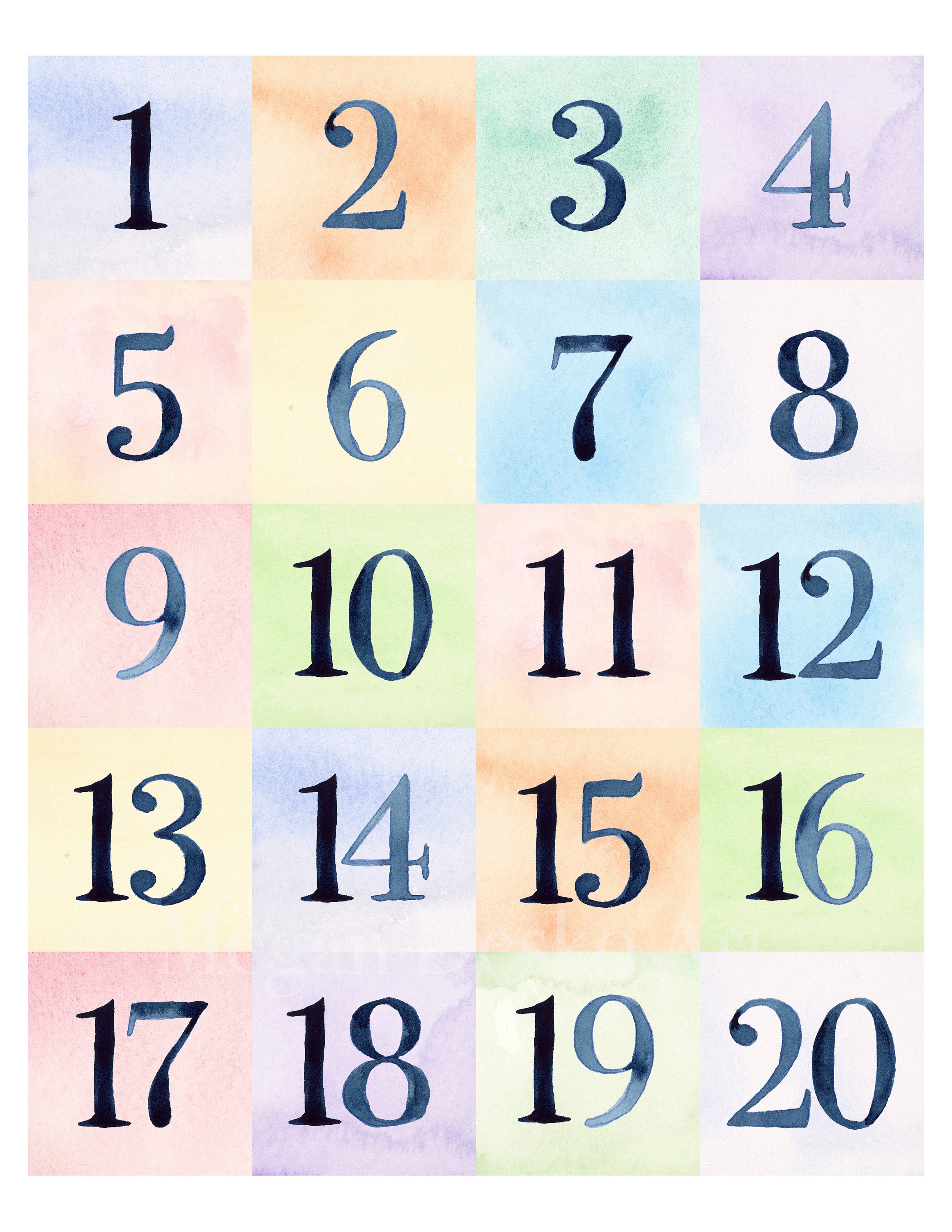 Digital Watercolor Hundreds Chart Printable Pastel Hundreds - Etsy
