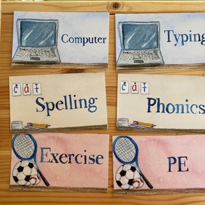 Watercolor Daily Rhythm Note Cards, Homeschool Picture Schedule ...