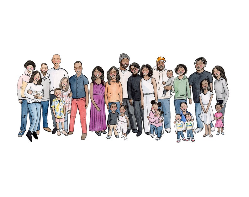Custom Hand Painted Watercolor Family Portrait Hand Painted - Etsy
