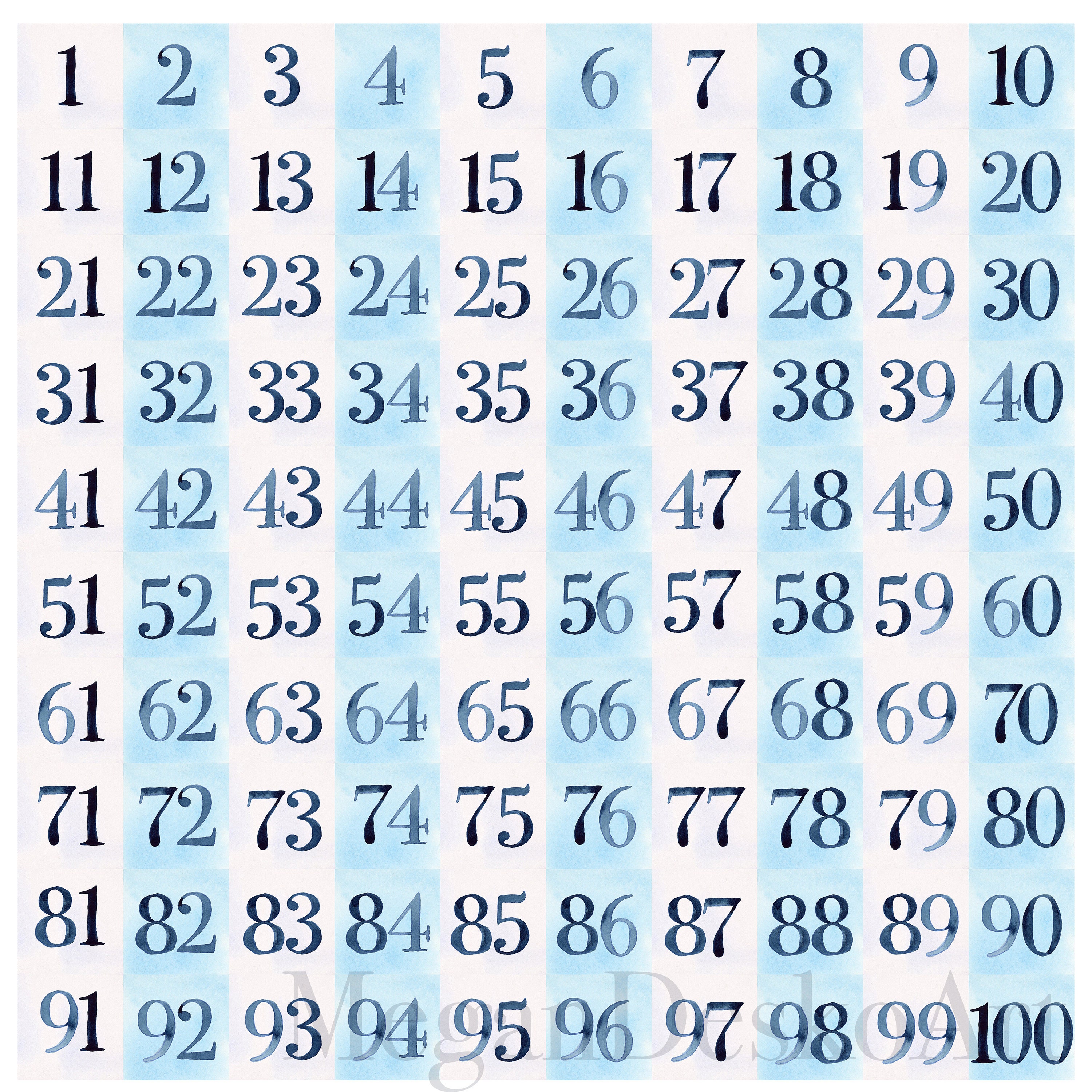 Digital Watercolor Hundreds Chart Printable Pastel Hundreds - Etsy