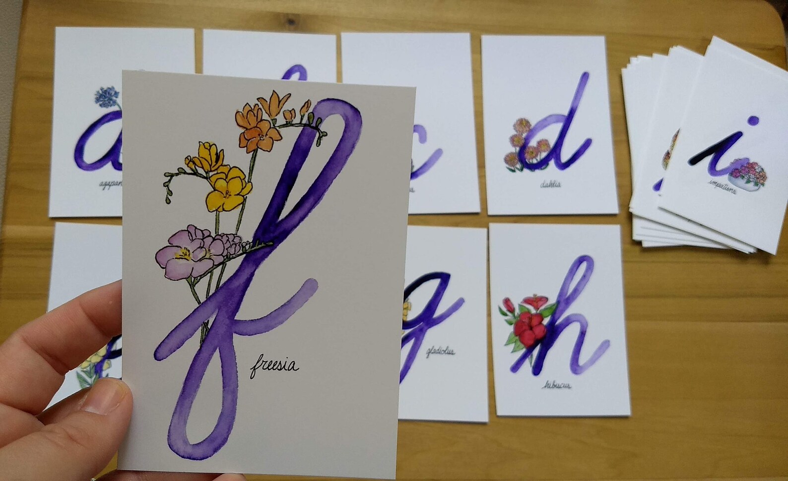 Digital Download Full Cursive Alphabet Cards and Print, Watercolor ...