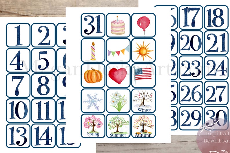 Digital Download Medium Watercolor Nature Calendar Kit | Etsy