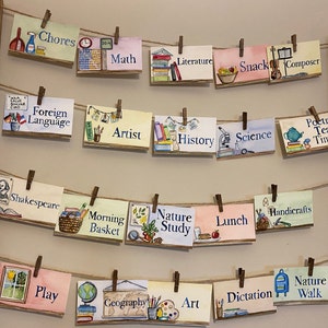 Watercolor Daily Rhythm Note Cards, Homeschool Picture Schedule ...