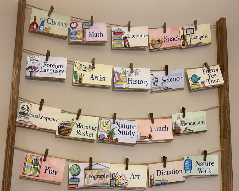 Watercolor Daily Rhythm Note Cards Homeschool Picture - Etsy