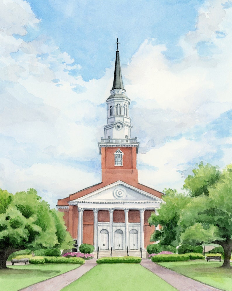 Binkley Chapel Wake Forest Watercolor Print, SEBTS Chapel Painting ...