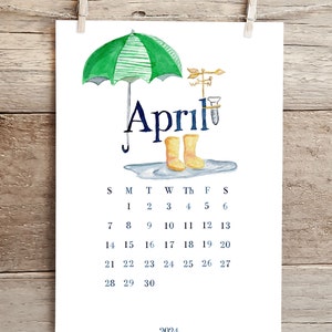 2023-2024 Printable Watercolor Nature Themed Calendar, Full Page ...