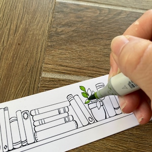 Bookshelf Reading Log Bookmark Printable; Color, Black & White, and ...