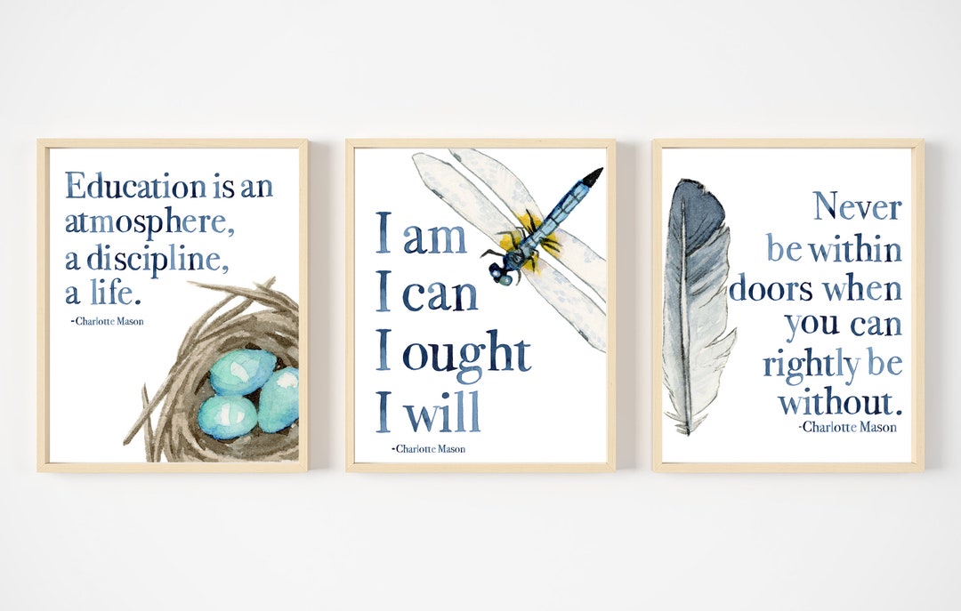 Set of Three Charlotte Mason Quote Watercolor Prints, I Am I Can I ...