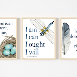 Set of Three Charlotte Mason Quote Watercolor Prints, I Am I Can I ...