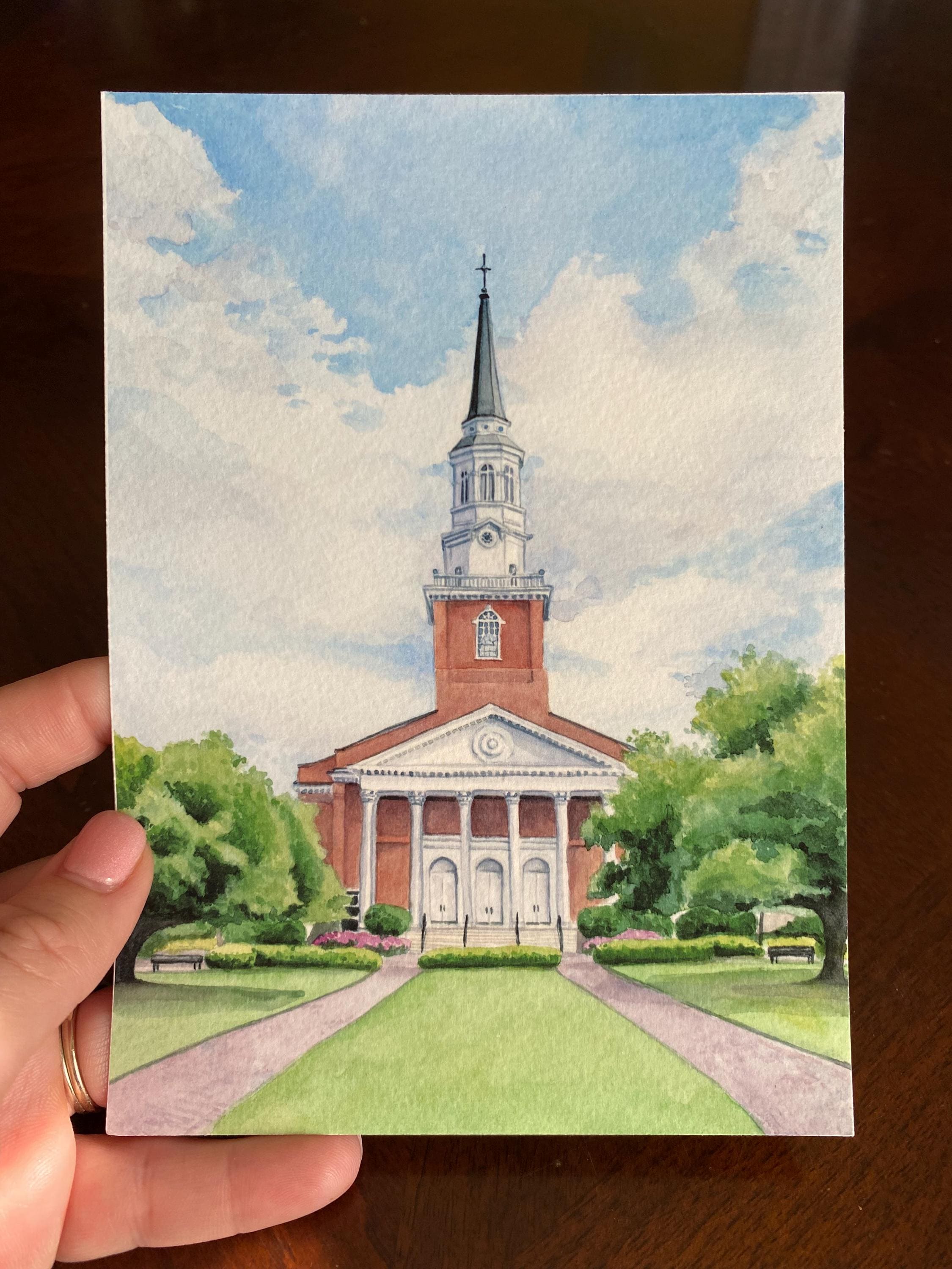 Binkley Chapel Wake Forest Watercolor Print, SEBTS Chapel Painting ...
