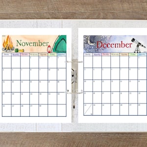 2025 Printable Watercolor Nature Themed Calendar, Full Page Monthly ...