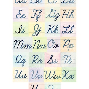 DIGITAL Download Watercolor Cursive Alphabet Poster; Pastel Watercolor ...