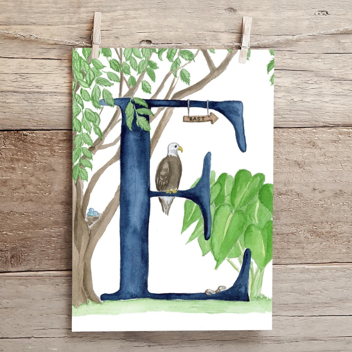 Letter E Adventure in the Woods Watercolor Print Letter E - Etsy