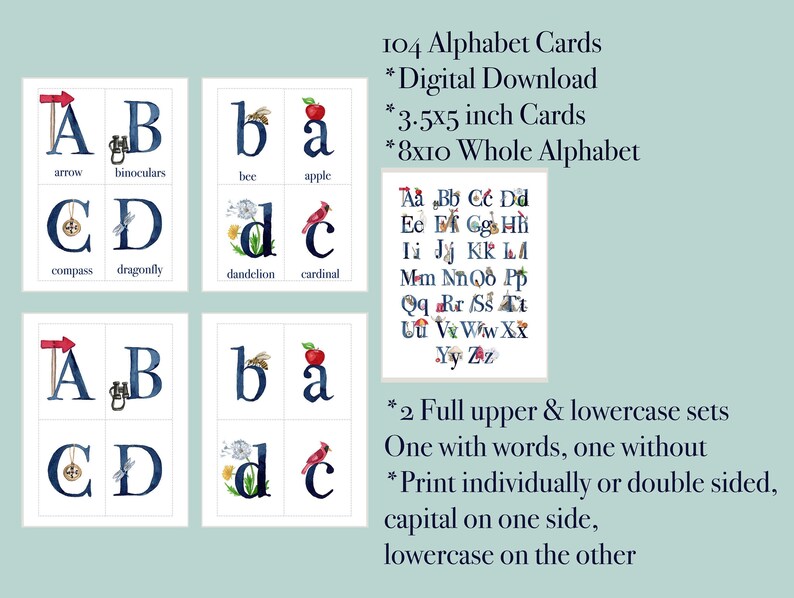 Digital Download Adventure Alphabet Upper and Lowercase Cards | Etsy