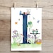 Letter I Teatime in the Garden Watercolor Print, Letter I Initial Art ...