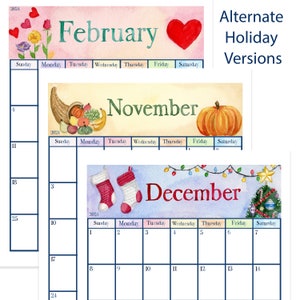 2025 Printable Watercolor Nature Themed Calendar, Full Page Monthly ...