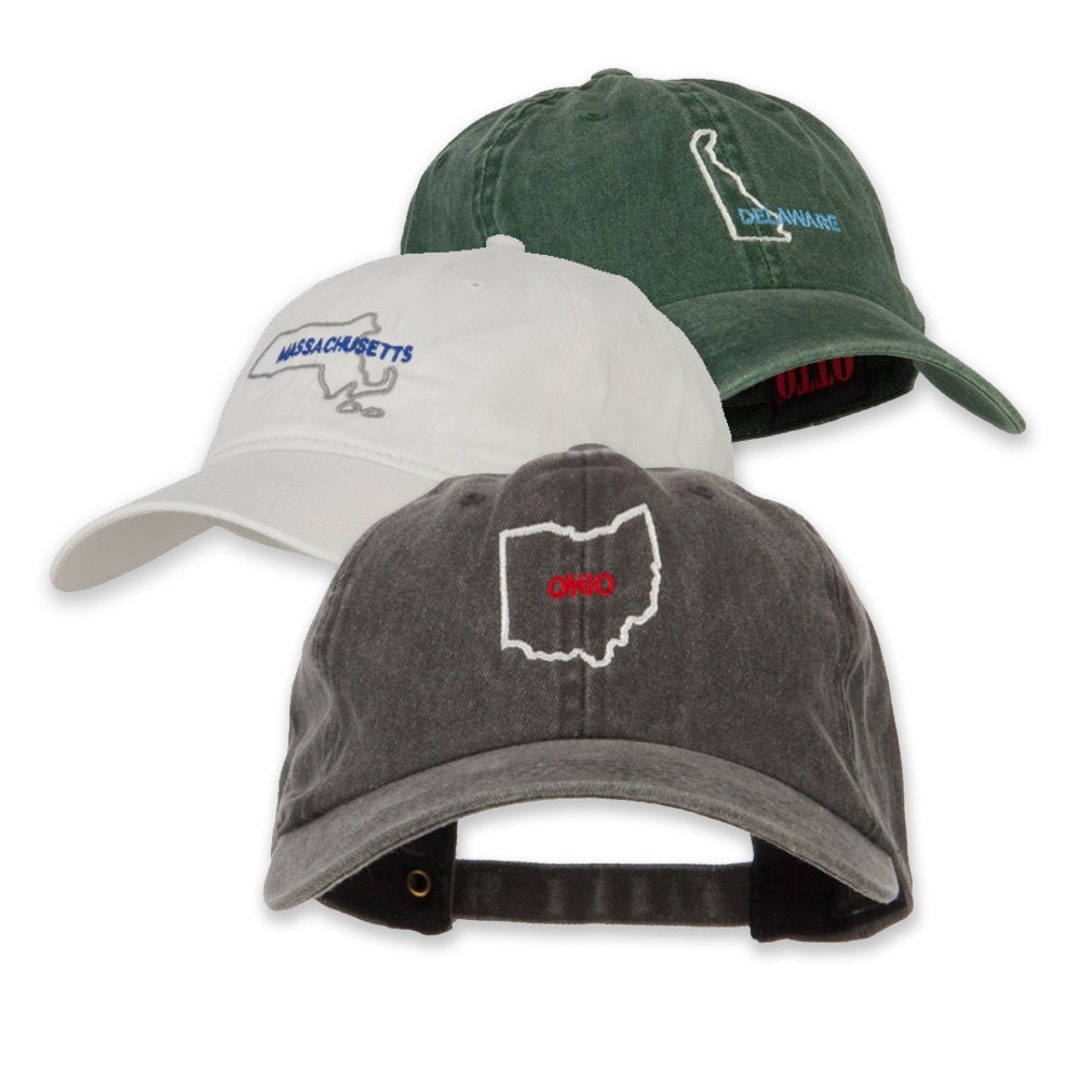 State With Map Outline Embroidered Washed Cap Dad Hat Dad Cap - Etsy