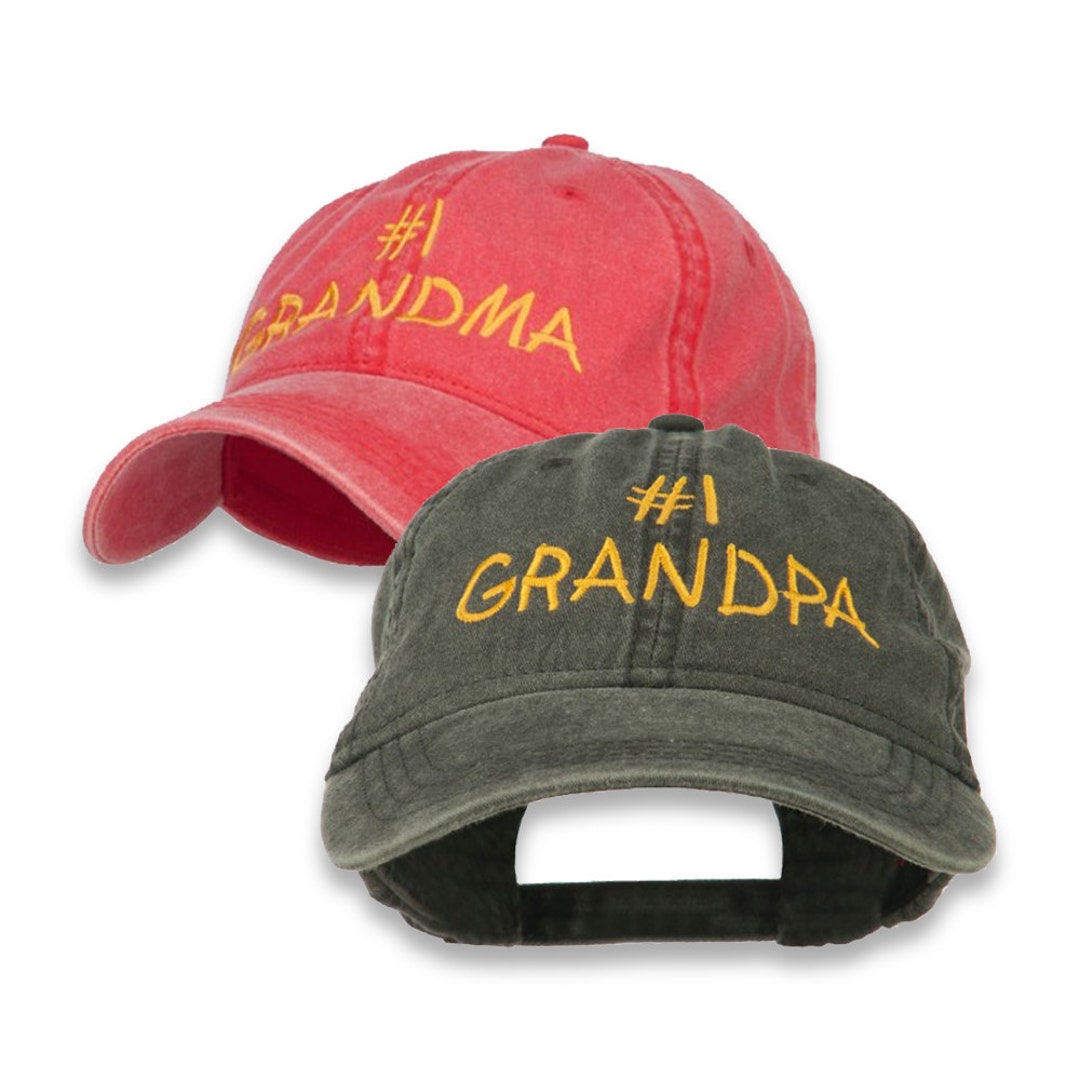 Number 1 Grandpa/number 1 Grandma Letters Embroidered Washed Cotton Cap ...