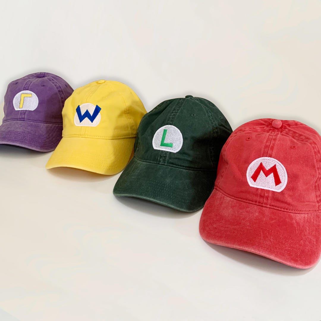 Mario Luigi Wario Waluigi Embroidered Unstructured Cap - Etsy