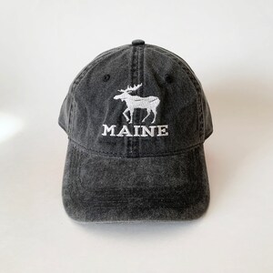 Maine State Moose Embroidered Cap, Washed Cap, Cotton Cap, - Etsy